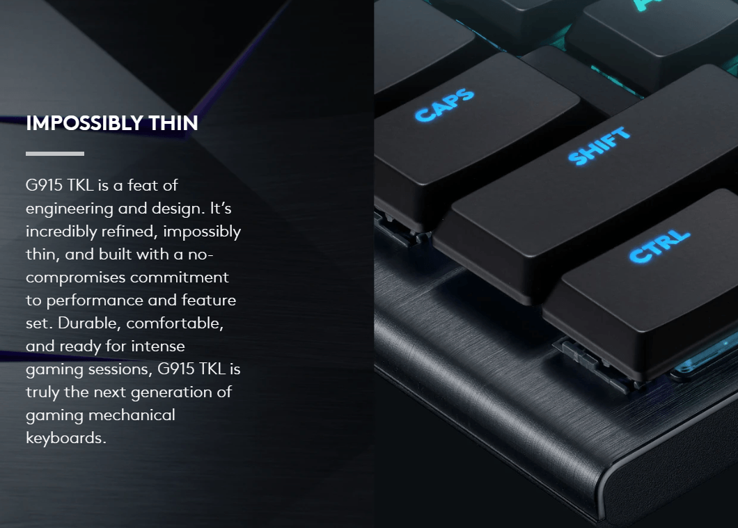 Logitech G915 TKL LIGHTSPEED Wireless RGB Mechanical Gaming Keyboard ...