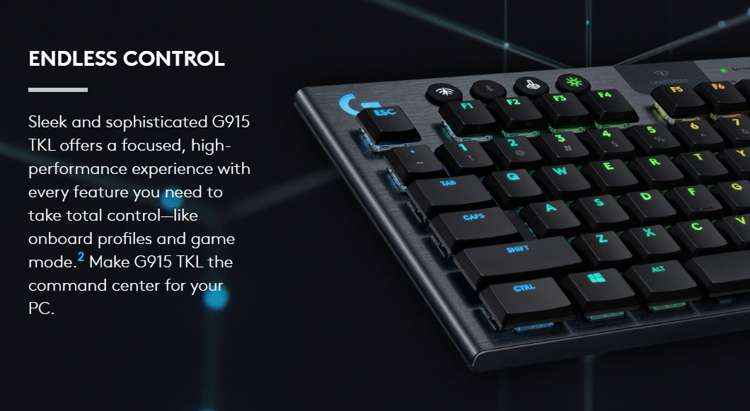 Logitech G915 TKL LIGHTSPEED Wireless RGB Mechanical Gaming Keyboard ...